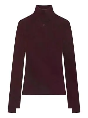 COURREGES Long-sleeve Mock-neck Top - Red