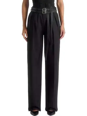 Manière De Voir Tailored Trousers With Belt - Black