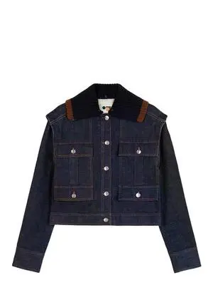 Ports 1961 Knitted-collar Denim Jacket - Blue
