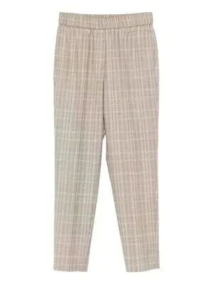 Peserico Checked Elasticated-waist Trousers - Neutrals