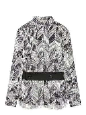 Ports 1961 Chevron-patterned Belted Shirt - Black