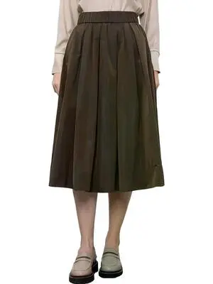 Peserico Pleated Midi Skirt With Pockets - Brown