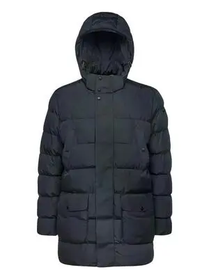 Geox Hooded Quilted Jacket - Blue