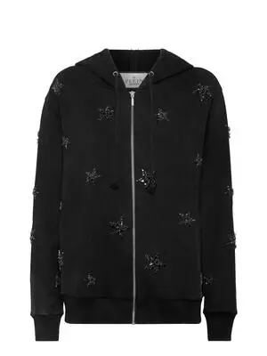Philipp Plein Star-embellished Zip-up Hoodie - Black