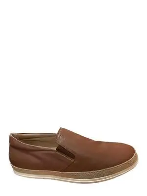 TOD'S Raffia-trimmed Leather Loafers - Brown
