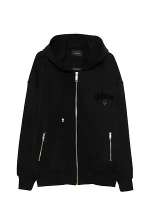 John Richmond Logo-embroidered Zip-up Hoodie - Black