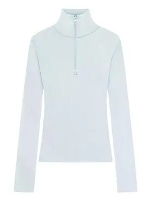 COURREGES Zipped Mock-Neck Sweater Blue