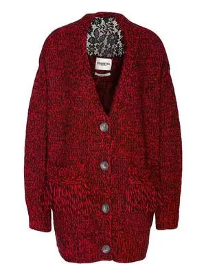 Essentiel Antwerp Lace-insert Button Cardigan - Red