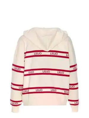 Liu Jo Logo-intarsia Striped Hoodie - White