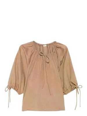 BY MALENE BIRGER Tie-neck Puff-sleeve Top - Neutrals