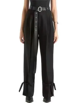 Manière De Voir Tailored Trousers With Belt And Ankle Ties - Black
