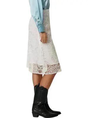 TWINSET Floral-lace Midi Skirt - White