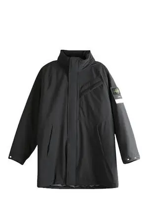 Stone Island Classic High Neck Long Coat - Black