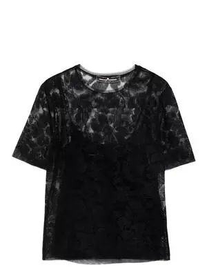 Ermanno Scervino Floral-lace Mesh Top - Black