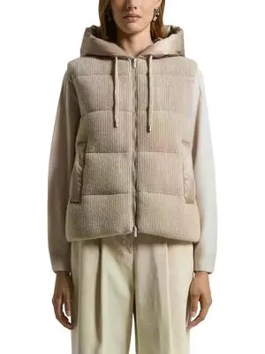 Peserico Hooded Padded Vest - Neutrals