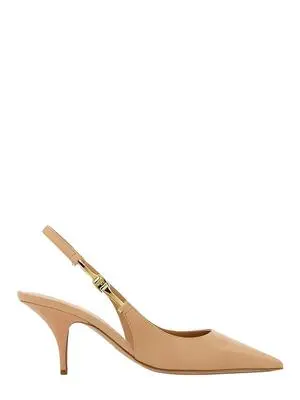 FERRAGAMO 70mm F Buckle Slingback Sandals - Neutrals