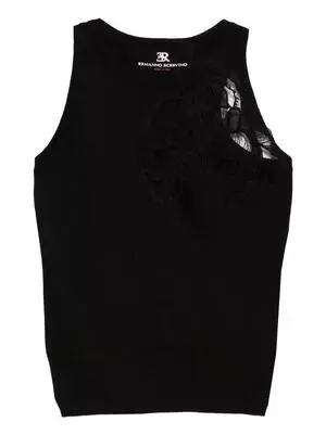 Ermanno Scervino Floral-embroidered Sleeveless Vest - Black