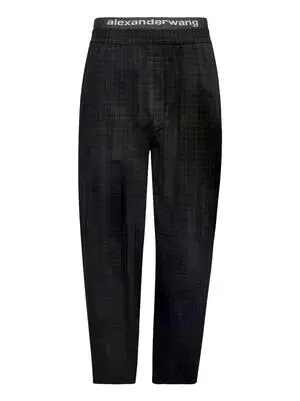 Alexander Wang Checked Elastic-waist Trousers - Black