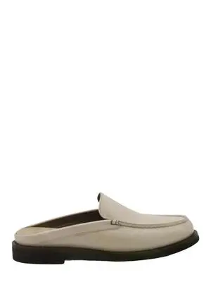 Brunello Cucinelli Leather Flat Mules - Neutrals