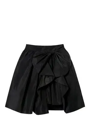 TWINSET Bow-detail Asymmetrical Taffeta Skirt - Black