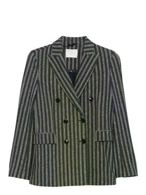 CIRCOLO 1901 Striped Double-breasted Blazer - Grey