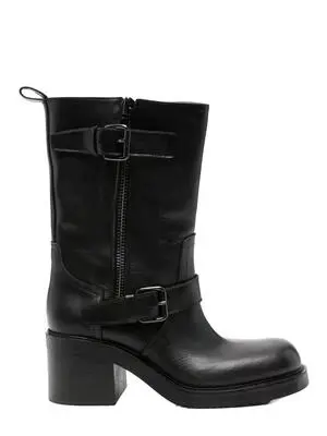 Elena Iachi Leather Zip-up Boots - Black
