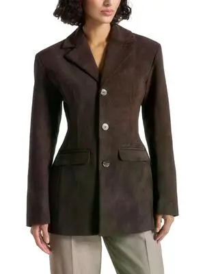Manière De Voir Wide-shoulder Cinch-waist Blazer - Brown