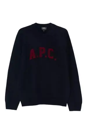A.p.c. Logo-Detail Crew-Neck Sweater Blue