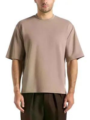 Manière De Voir Ts007 In Taupe Relaxed Fit Cotton T-shirt - Brown
