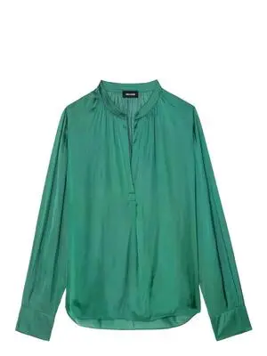 Zadig&Voltaire Satin V-neck Top - Green