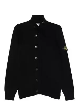 Stone Island High-neck Buttoned Cardigan - Black