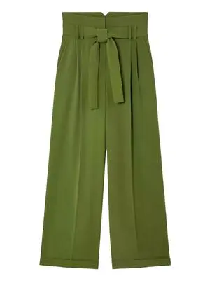 Tara Jarmon Belted Tailored Trousers - Green