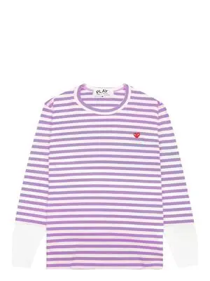 Play Comme Des Garcon Striped Logo-patch T-shirt - Purple