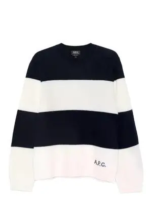 A.p.c. Striped Crew-Neck Sweater Blue