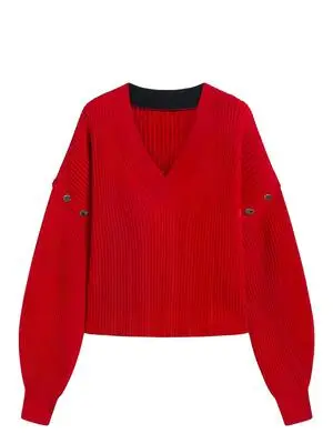 Sportmax V-neck Button-detail Sweater - Red