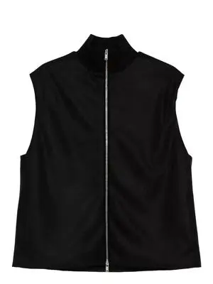 JIL SANDER High-neck Zip-front Wool Vest - Black