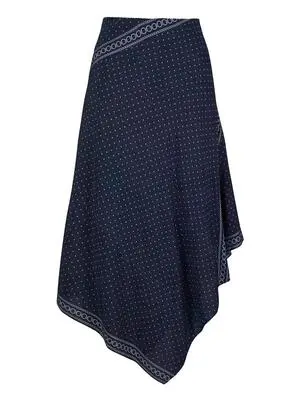 Veronica Beard Hartley Polka-dot Asymmetric Skirt - Blue