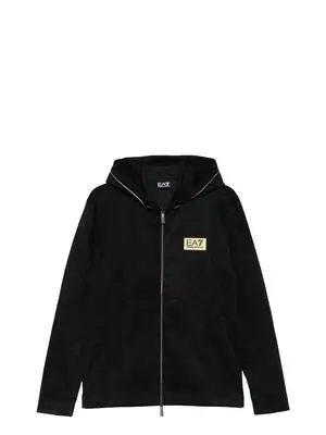 Emporio Armani Logo-plaque Zip-up Hoodie - Black