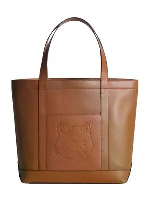 Maison Kitsuné Medium Embossed-leather Tote Bag - Brown