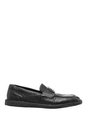 Dolce & Gabbana Dg Logo Leather Loafers - Black