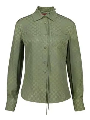 Gucci Gg Jacquard Long-sleeve Shirt - Green