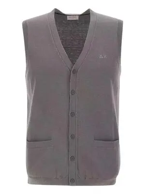 SUN 68 V-neck Buttoned Vest - Grey