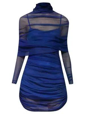 Christopher Esber Sheer Draped Mini Dress - Blue