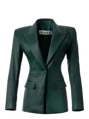 ALMAZ Framework Leather Blazer - Green
