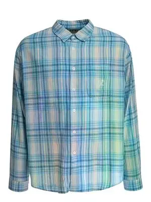 THISISNEVERTHAT Checked Embroidered Shirt - Blue