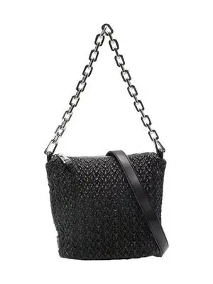 Emporio Armani Woven Shoulder Bag With Chain Strap - Black