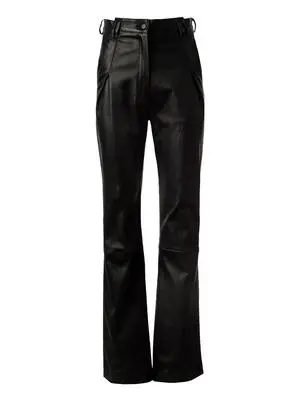 ALMAZ Pleated Leather Trousers - Black