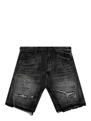BILLIONAIRE BOYS CLUB Embroidered-patch Frayed Denim Shorts - Black