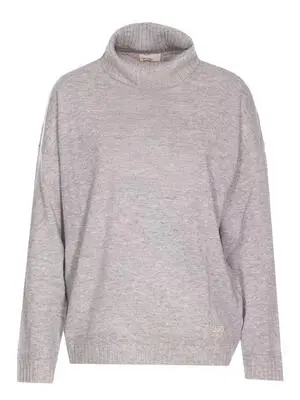 Liu Jo Turtleneck Wool-cashmere Blend Sweater - Grey