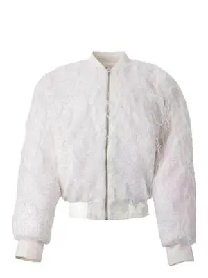 ALMAZ Sequin-embellished Fringed Bomber Jacket - White